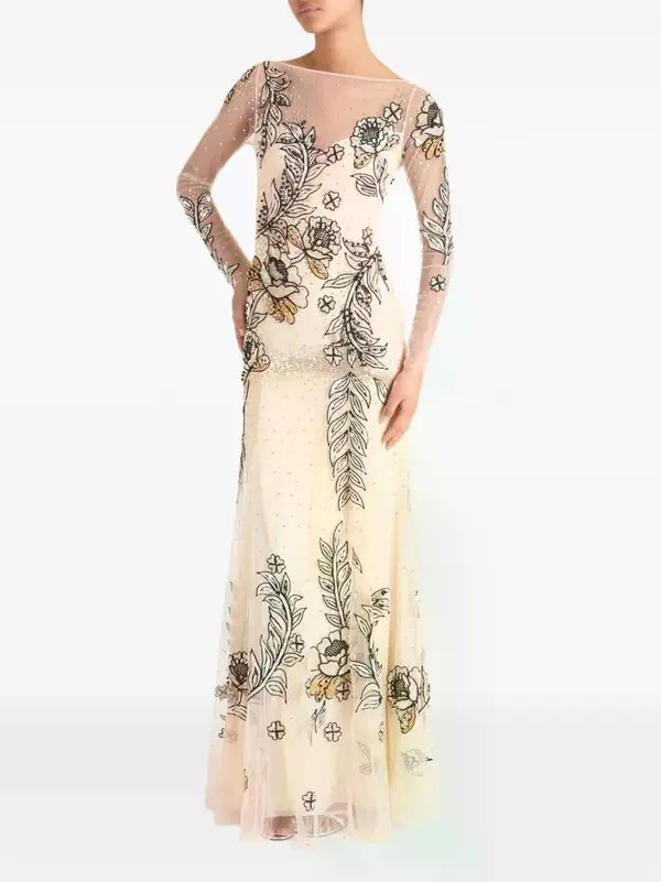 TEMPERLEY LONDON Lavinia Floral Embroidered Maxi Dress - Neutrals
