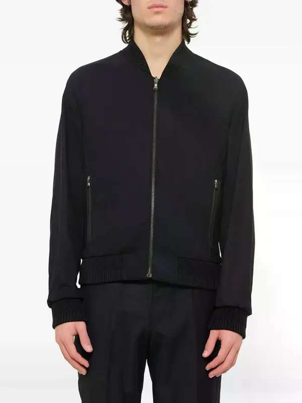 WOOYOUNGMI Zip-up Ribbed-trim Jacket - Black