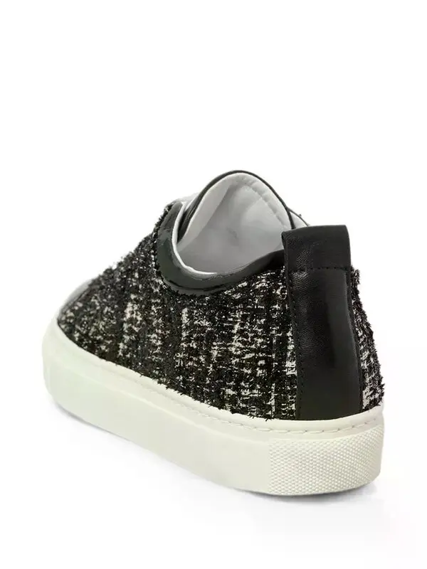 LANVIN Tweed Patent-leather Lace-up Sneakers