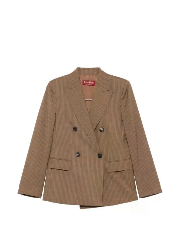 Max Mara Mstumico Pinstripe Double-breasted Blazer - Brown