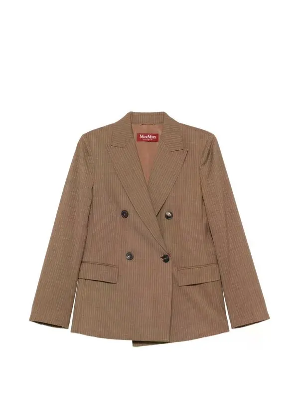 Max Mara Mstumico Pinstripe Double-breasted Blazer - Brown
