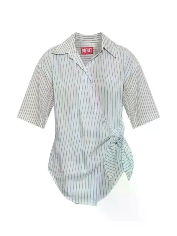 DIESEL® C Delphos Ss Striped Tie-fastening Shirt - White