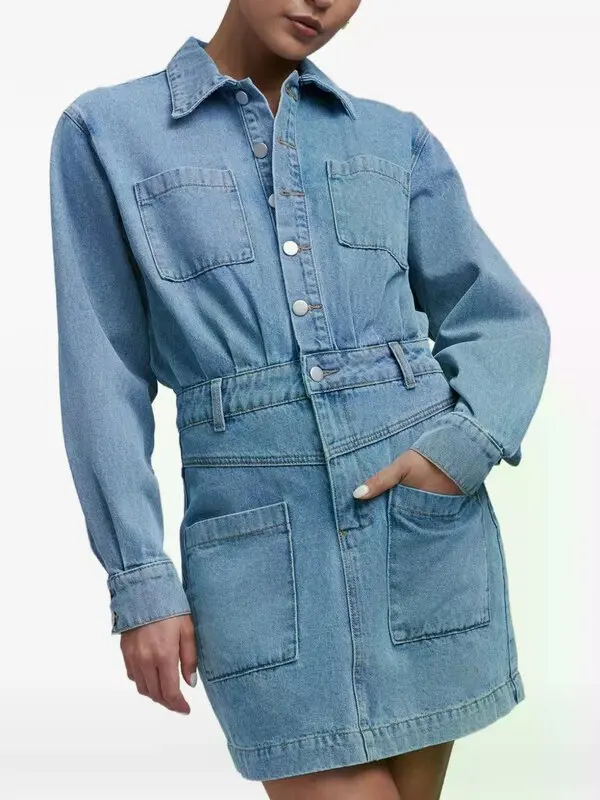 BWLDR Cannes Button-up Denim Mini Dress - Blue
