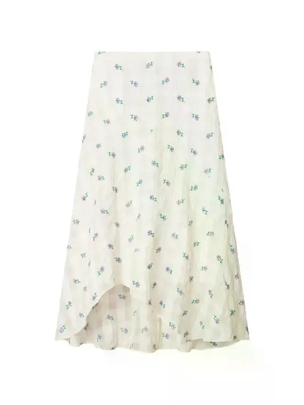 Tory Burch Embroidered Gingham Skirt