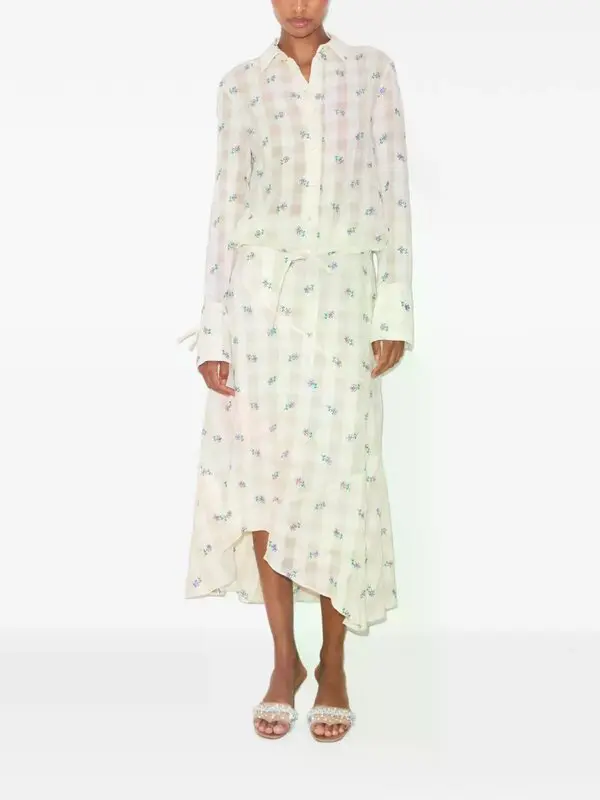 Tory Burch Embroidered Gingham Skirt