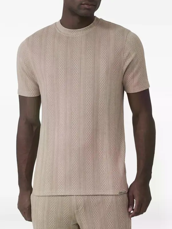 MAUVAIS Cable-knit Textured T-shirt - Neutrals