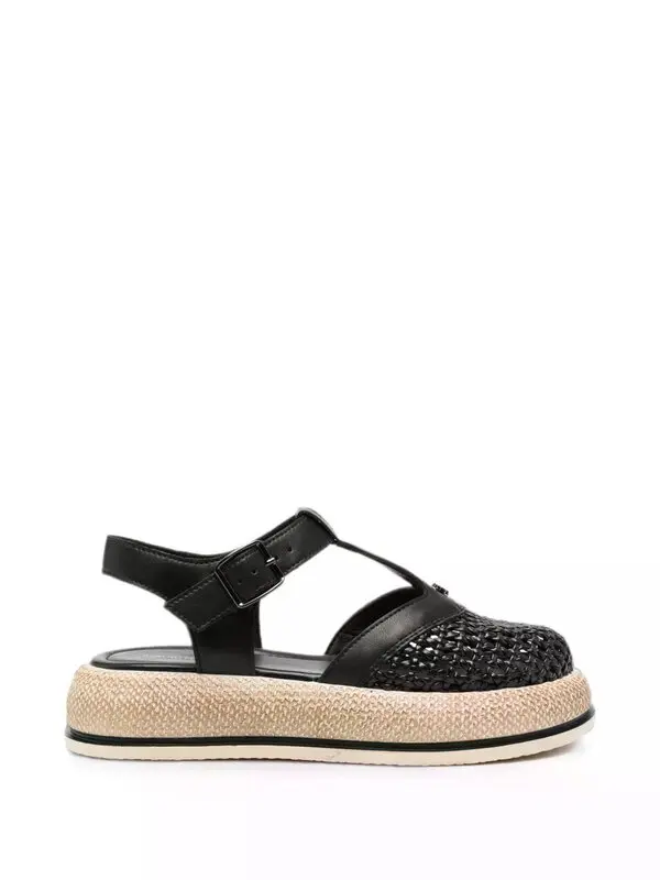 SERGIO MORETTI FIRENZE Woven-panel Buckle-fastening Sandals - Black