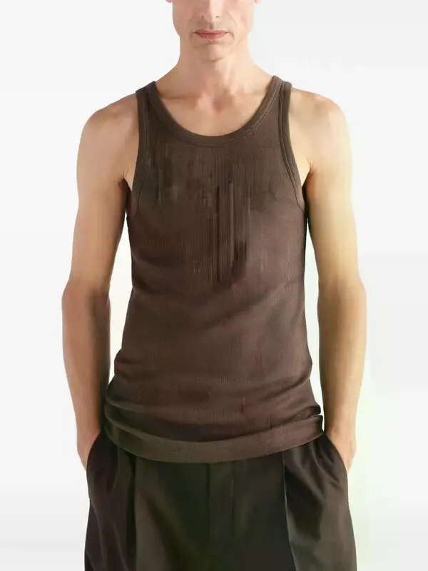 LEMAIRE Tank Top In Ribbed Jersey - Brown