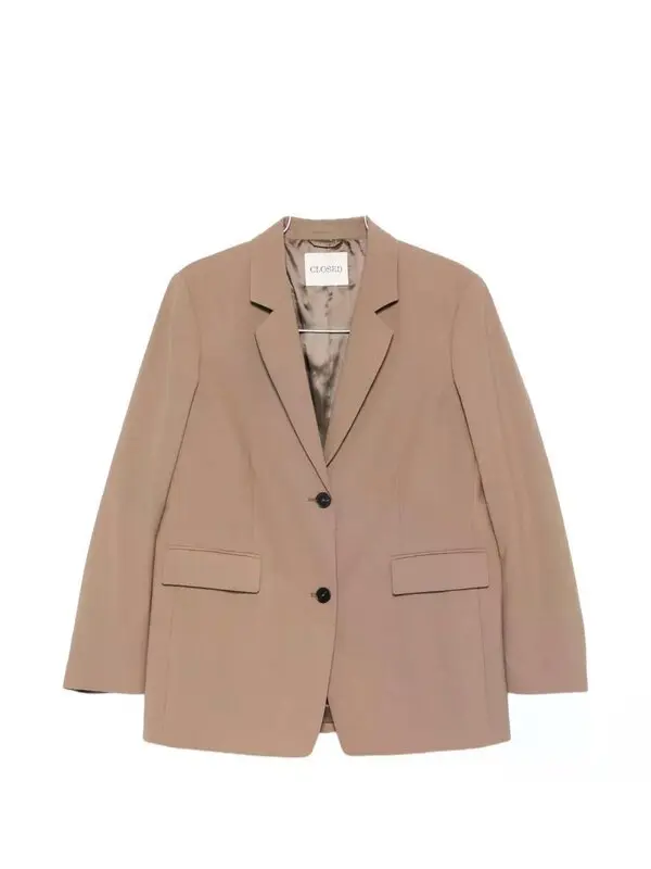 Closed Single-breasted Notched-lapels Blazer - Neutrals