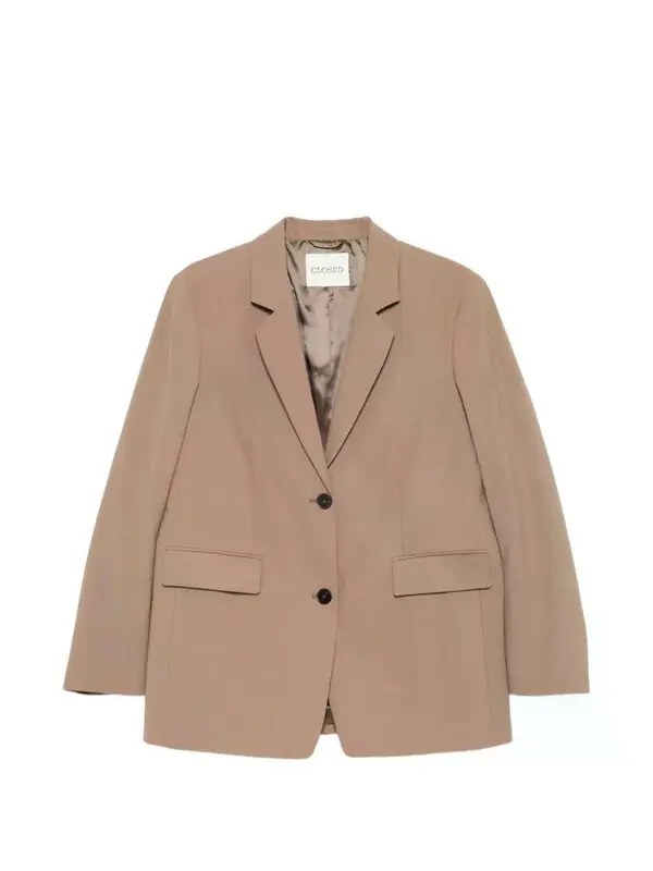 Closed Single-breasted Notched-lapel Blazer - Neutrals