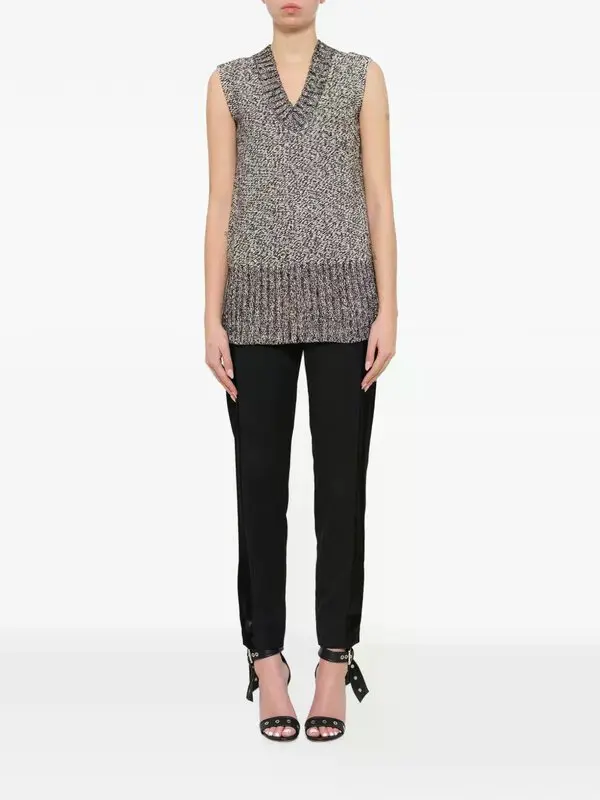 LANVIN Marl-knit V-neck Top