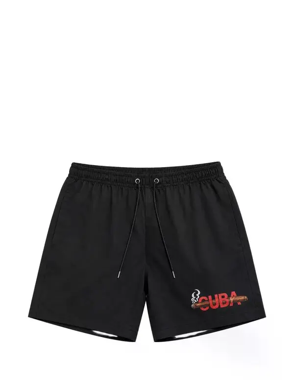 MELT Graphic-print Drawstring Swim Shorts - Black