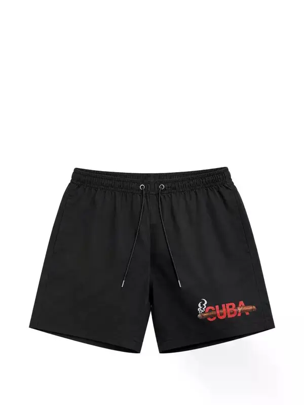 MELT Graphic Print Drawstring Swim Shorts - Black
