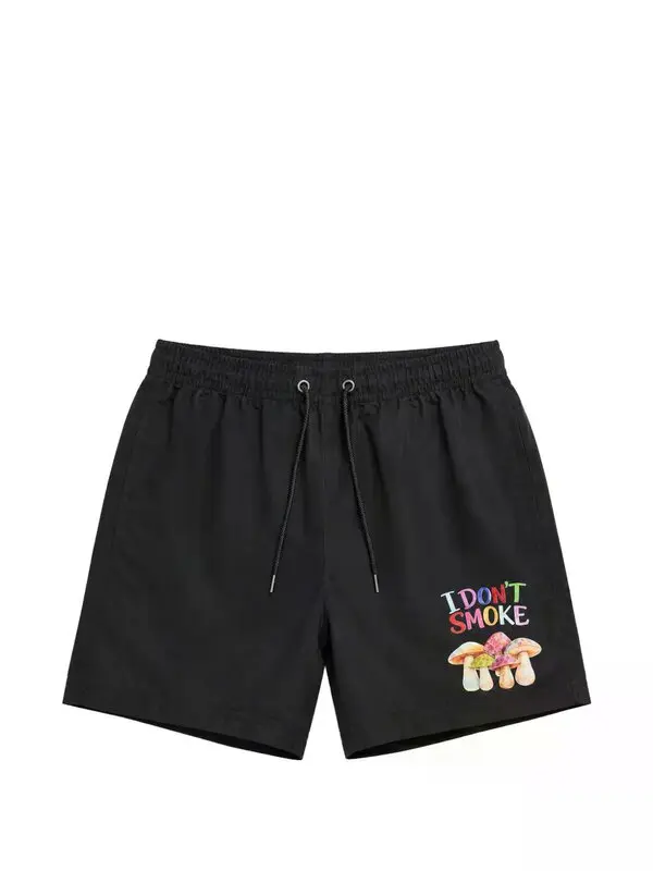MELT Mushroom-print Drawstring Swim Shorts - Black