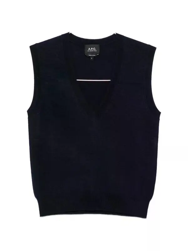 A.p.c. V-neck Knitted Vest - Blue