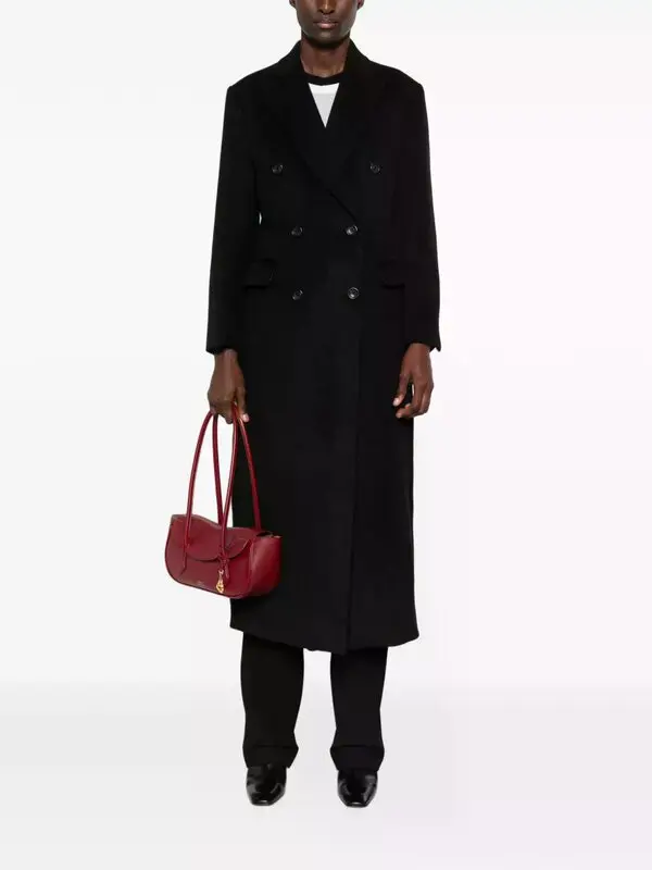 ERALDO Double-breasted Peaked-lapels Coat - Black