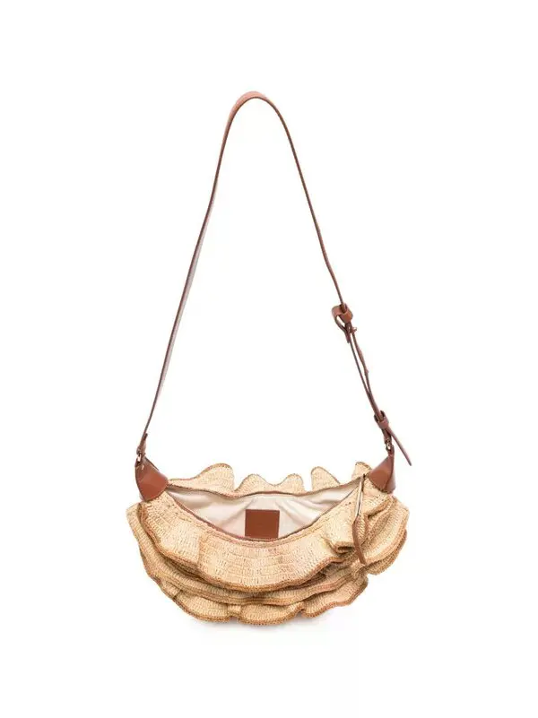 Zimmermann Ruffled Raffia Shoulder Bag - Neutrals
