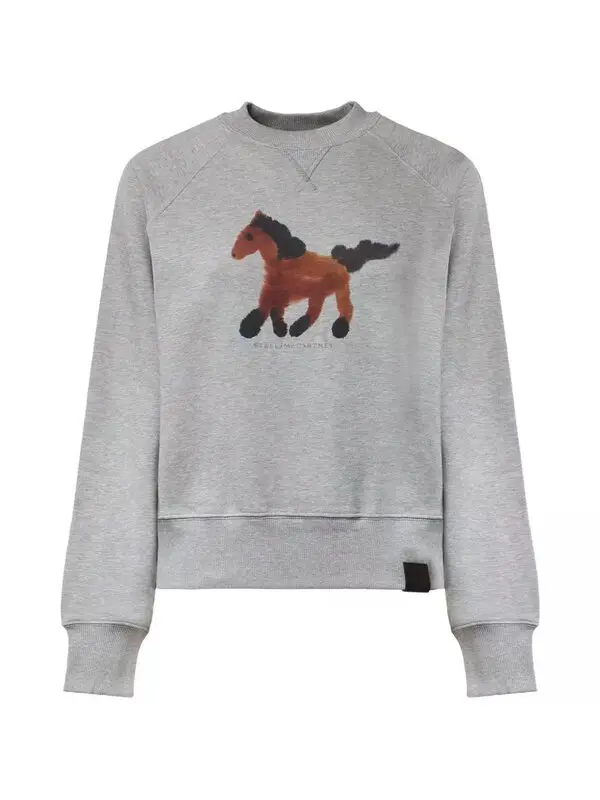 Stella McCartney Horse-print Raglan-sleeve Sweatshirt - Grey