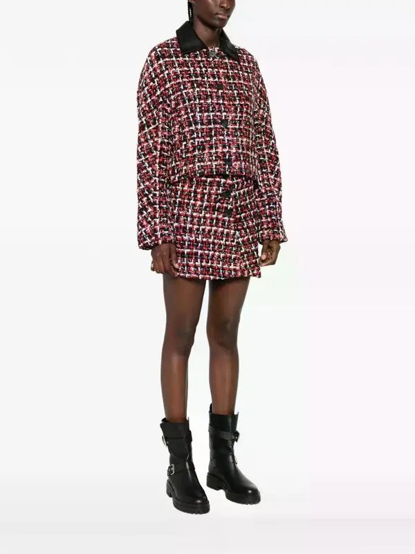 IRO PARIS Nuffy Tweed Leather-collar Jacket - Black