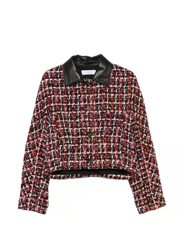 IRO PARIS Nuffy Tweed Jacket With Leather Collar - Black