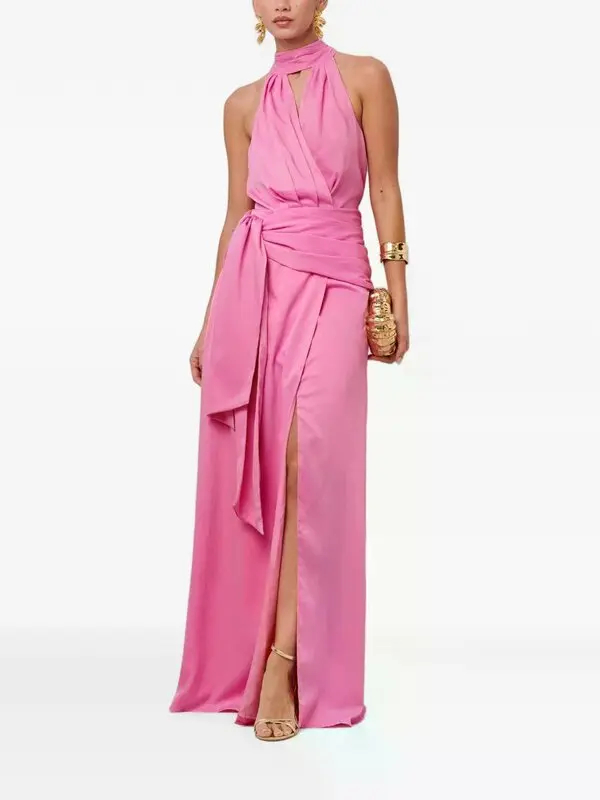 SAVEL Sleeveless Halterneck Maxi Dress - Pink