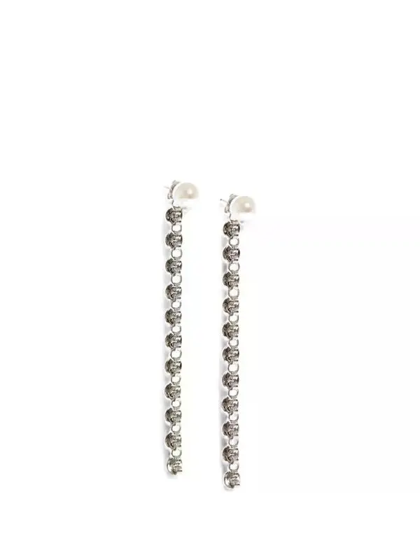 D'HEYGERE Swarovski Pearl And Butterfly Drop Earrings - Silver