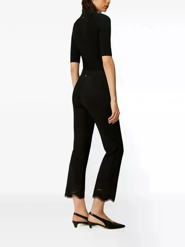 TWINSET Straight Trousers With Broderie Anglaise Detail