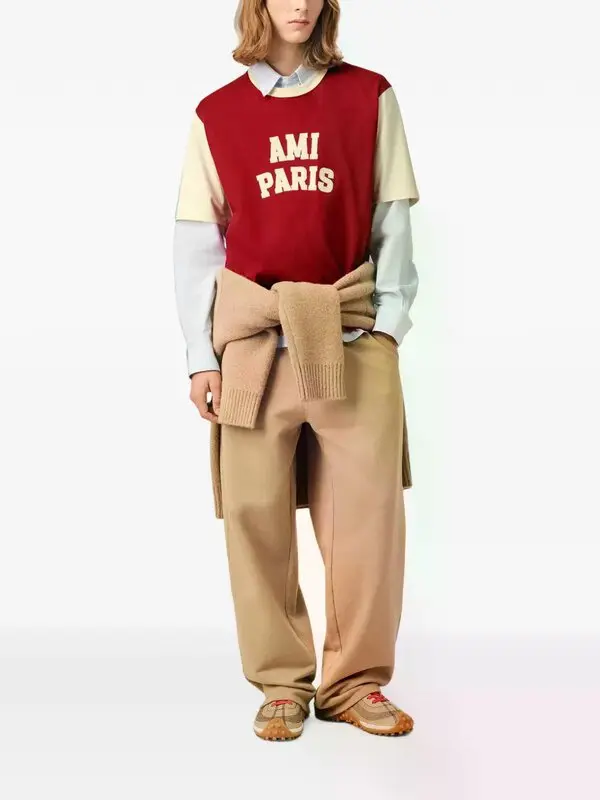 AMI Paris Embroidered Cotton T-shirt