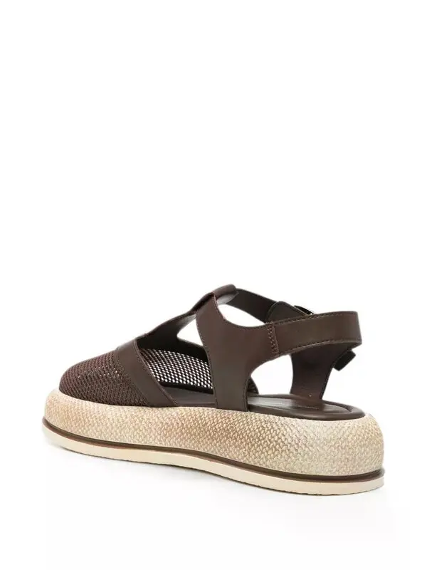 SERGIO MORETTI FIRENZE Mesh-panelled Platform Sandals - Brown
