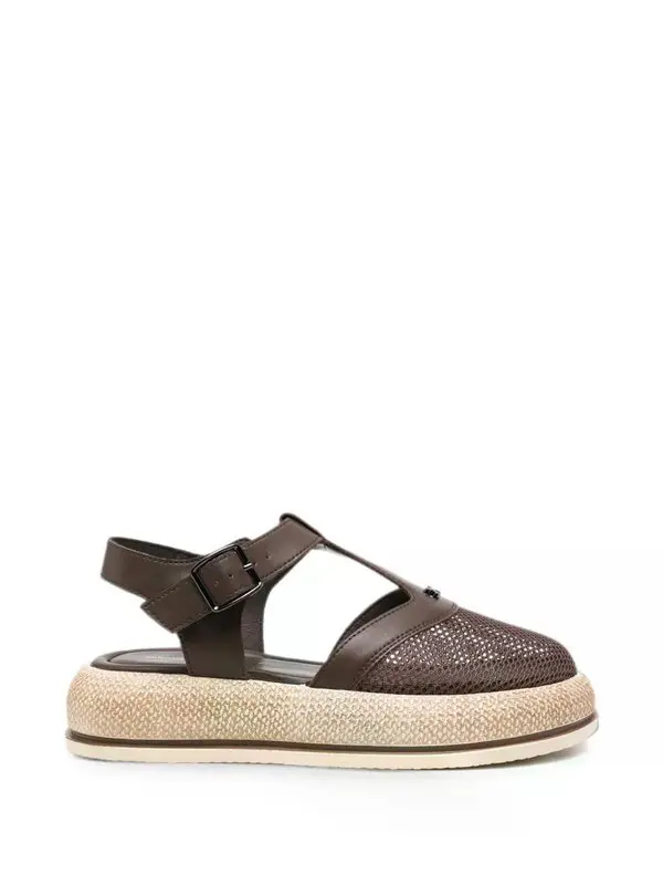SERGIO MORETTI FIRENZE Mesh Panelled Platform Sandals - Brown