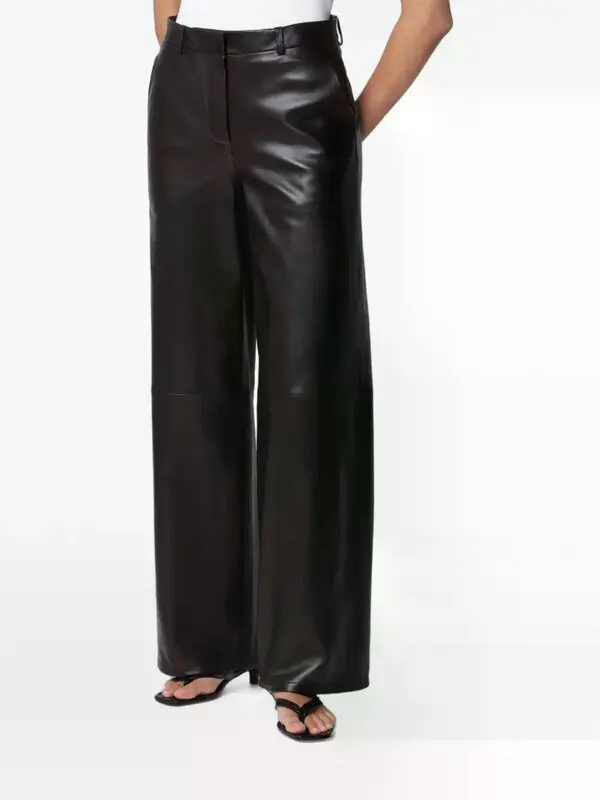 Nour Hammour Coda Wide-leg Leather Trousers - Brown