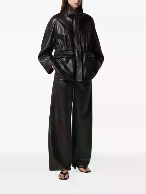 Nour Hammour Coda Wide-leg Leather Trousers - Brown