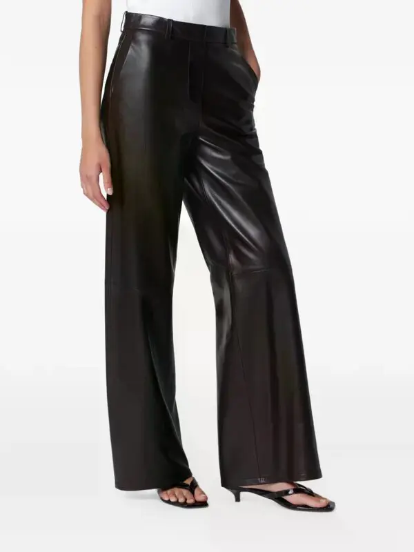 Nour Hammour Coda Wide-leg Leather Trousers - Brown