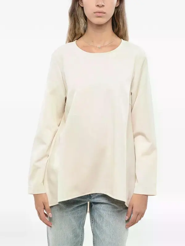 OBLÒ UNIQUE Oversized Asymmetric Blouse - Neutrals