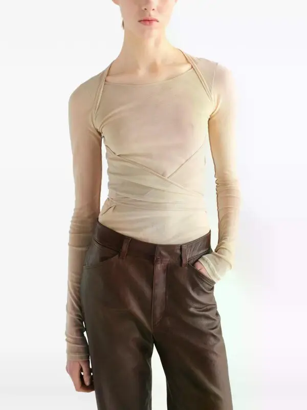 LEMAIRE Mesh Jersey Wrap Top - Neutrals
