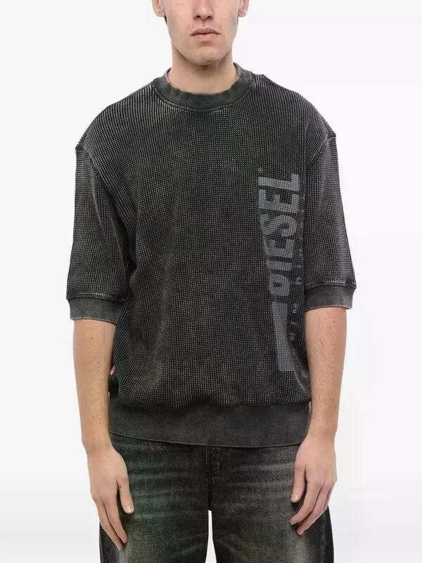 DIESEL® Logo-print Waffle-knit Sweatshirt - Grey