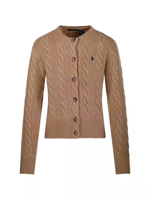 Polo Ralph Lauren Cable Knit Cardigan With Embroidered Pony Logo