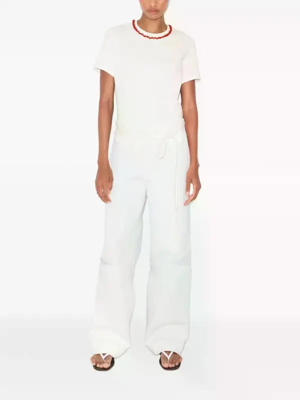 Tory Burch Embellished Cotton T-shirt - White