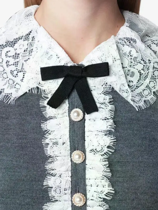 SELF-PORTRAIT Lace Collar Ruffled Cardigan