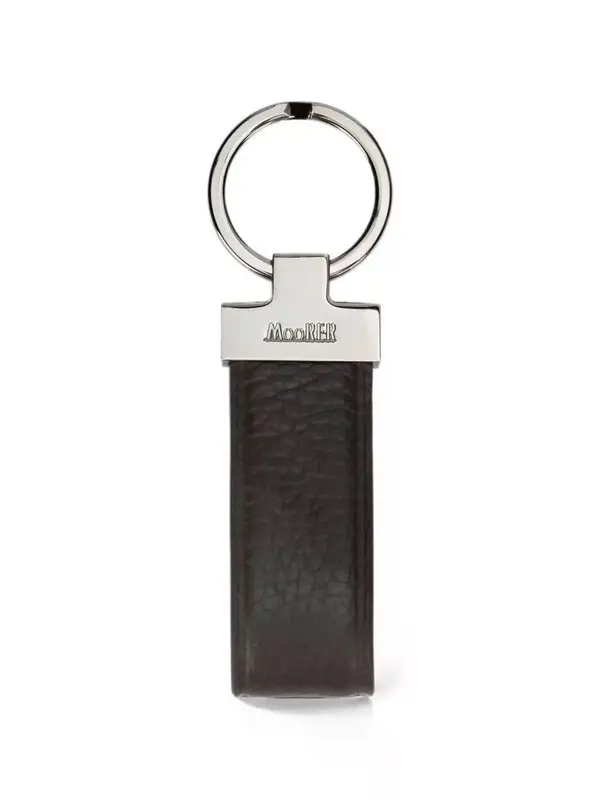 MOORER Logo-plaque Grained Leather Keyring