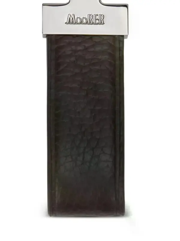 MOORER Logo Plaque Grained Leather Keyring