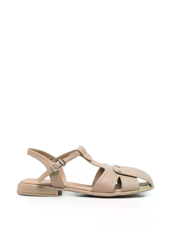 SERGIO MORETTI FIRENZE Pebbled Leather Sandals - Neutrals
