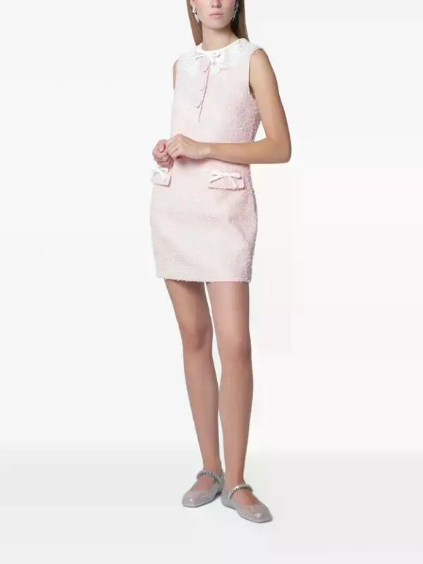 SELF-PORTRAIT Lace-collar Bouclé Mini Dress - Pink