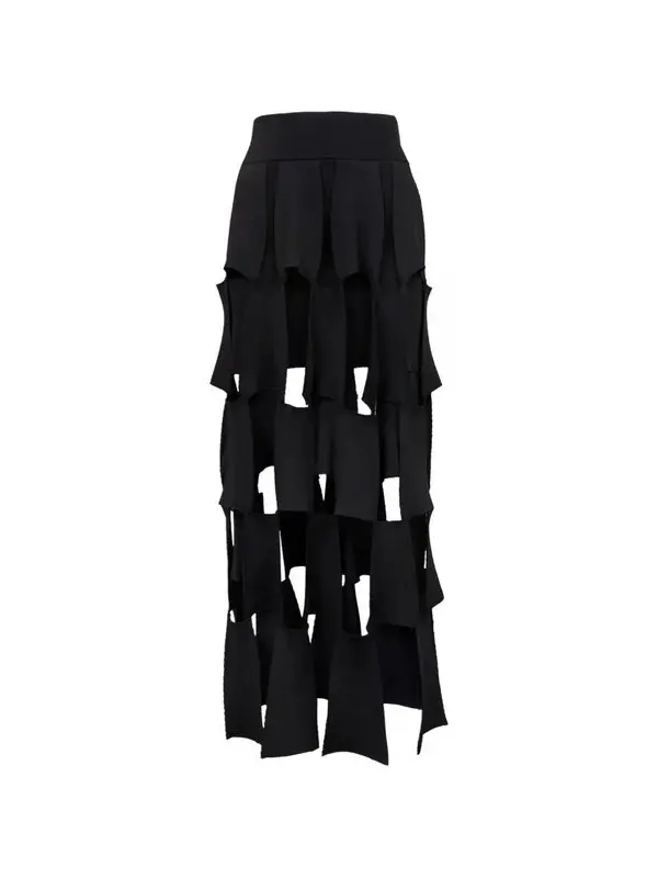 A.W.A.K.E. Mode Laser-cut Knitted Maxi Skirt - Black