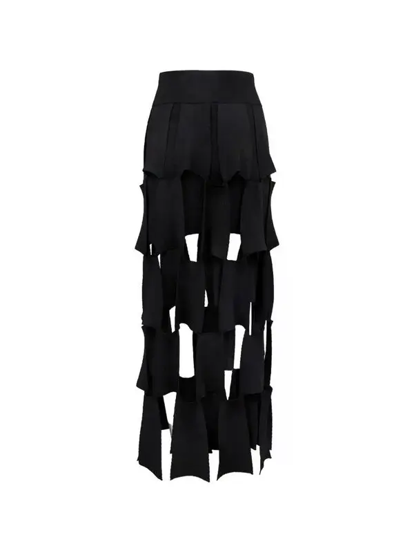 A.W.A.K.E. Mode Laser-cut Knitted Maxi Skirt - Black