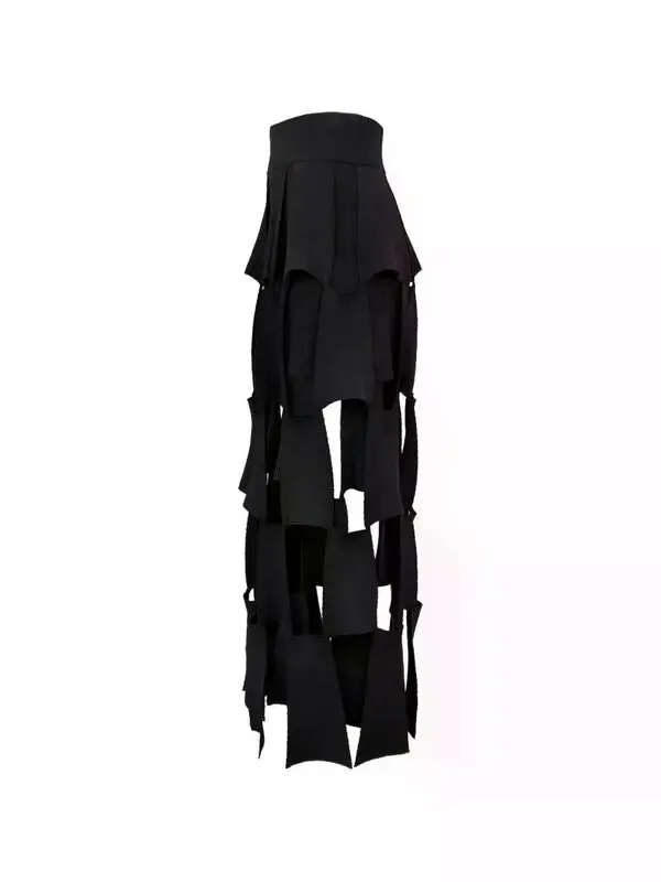A.W.A.K.E. Mode Laser-cut Knitted Maxi Skirt - Black