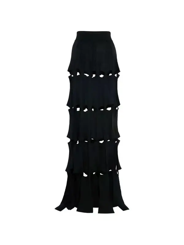 A.W.A.K.E. Mode Laser-cut Knitted Maxi Skirt - Black