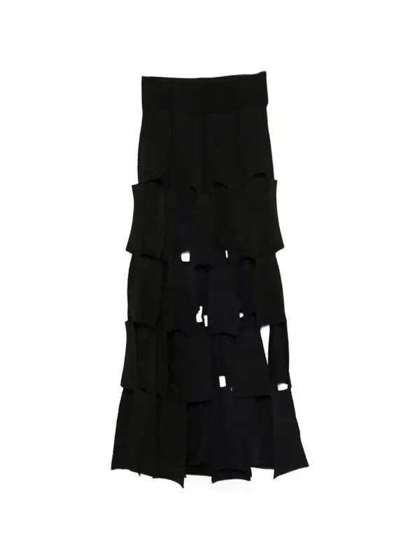 A.W.A.K.E. Mode Laser-cut Knitted Maxi Skirt - Black