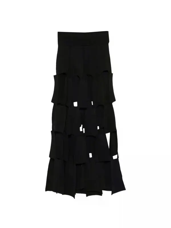 A.W.A.K.E. Mode Laser-cut Knitted Maxi Skirt - Black
