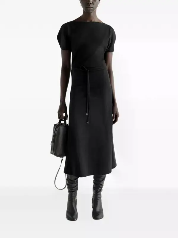 LEMAIRE Belted Midi Dress In Heavy Cotton Jersey - Black